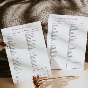 Pop-up Shop Checklist, Small Business Checklist, Small Biz Planner, Vendor Booth Event Planner ...