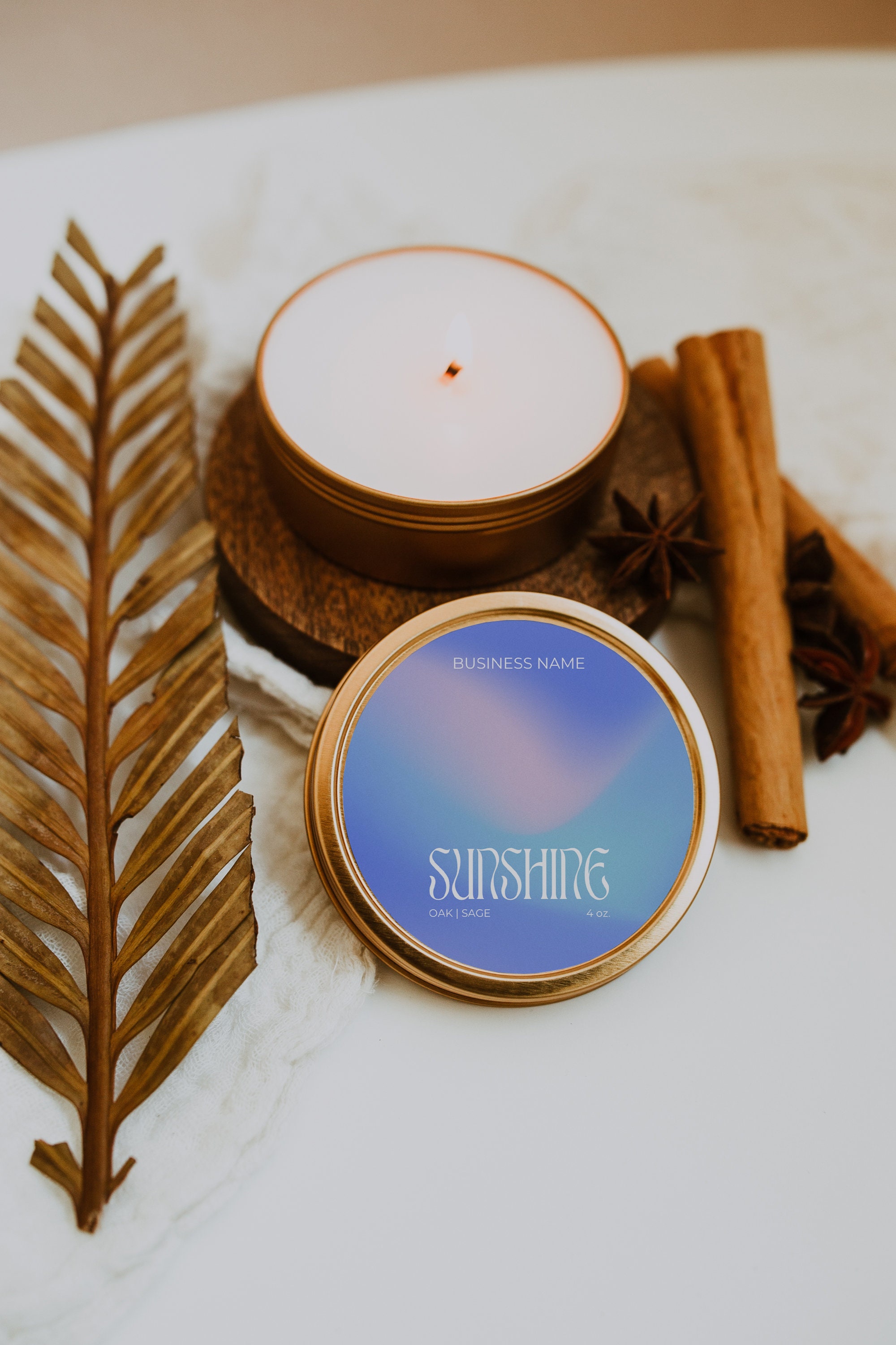 Editable Gradient Candle Label Template, Customizable Blue Candle Label ...