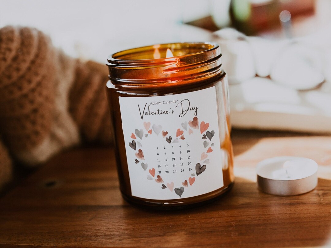 Editable Valentine's Day Countdown Candle Label, DIY Advent Calendar ...