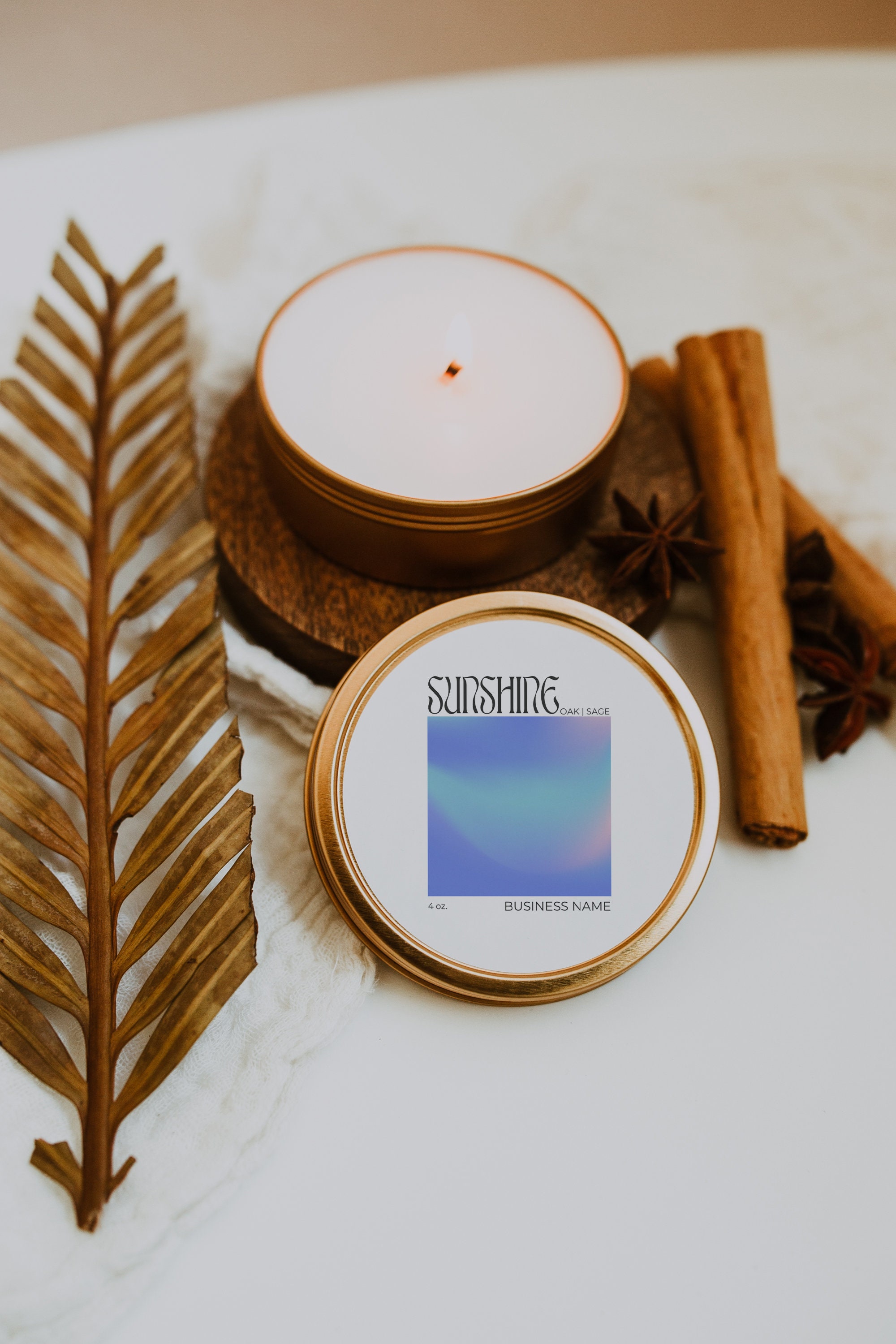 Editable Gradient Candle Label Kit Template, Customizable Blue Candle ...