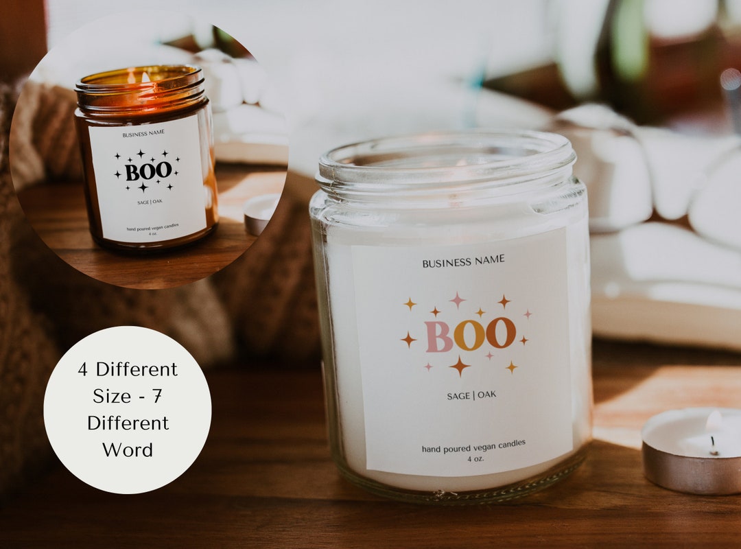 Editable Halloween Candle Label Template, Retro Halloween Candle Label ...