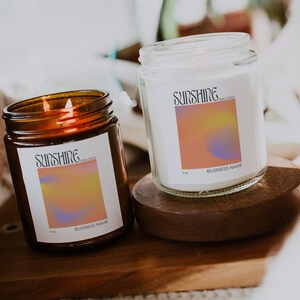 Editable Gradient Candle Label Template, Customizable Orange Candle ...