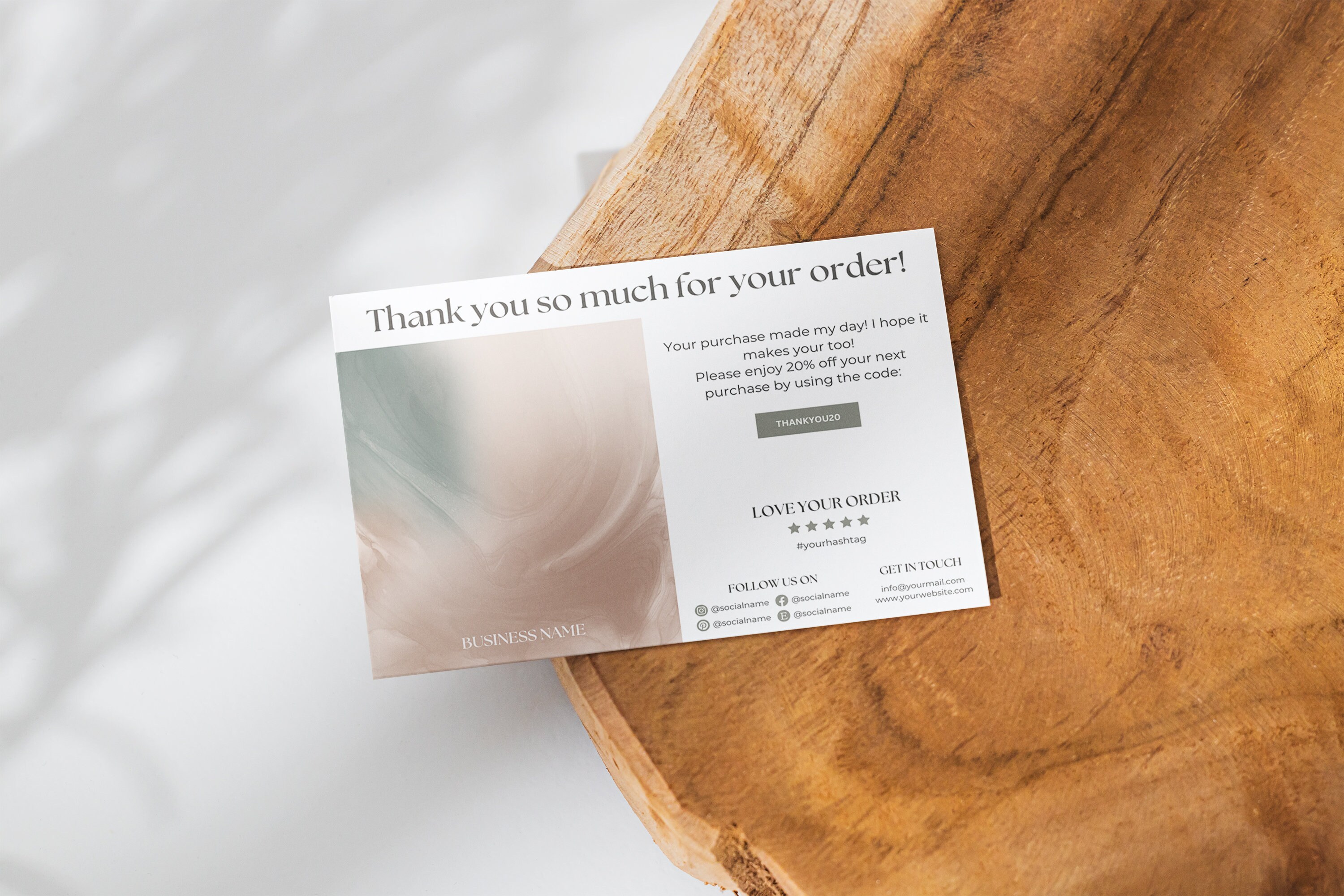 Editable Abstract Thank You Card Template, DIY Luxury Thank You Package ...