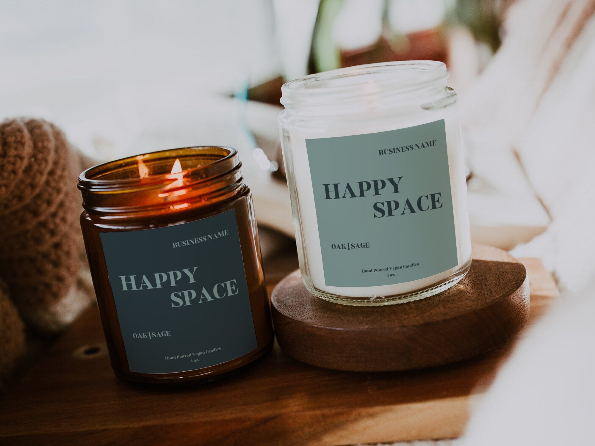 Editable Colorful Candle Label Template, Green Candle Jar Label Design ...