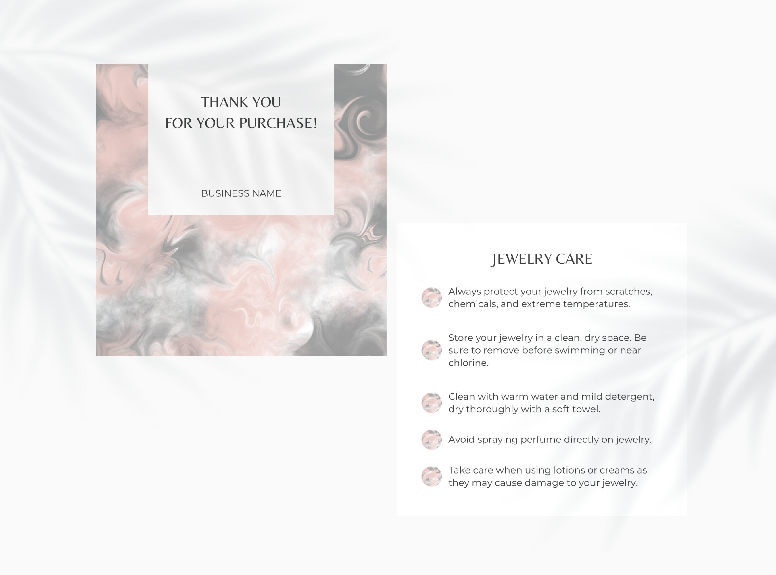 Abstract Jewellery Care Card Template, Editable Modern Jewelry Care ...