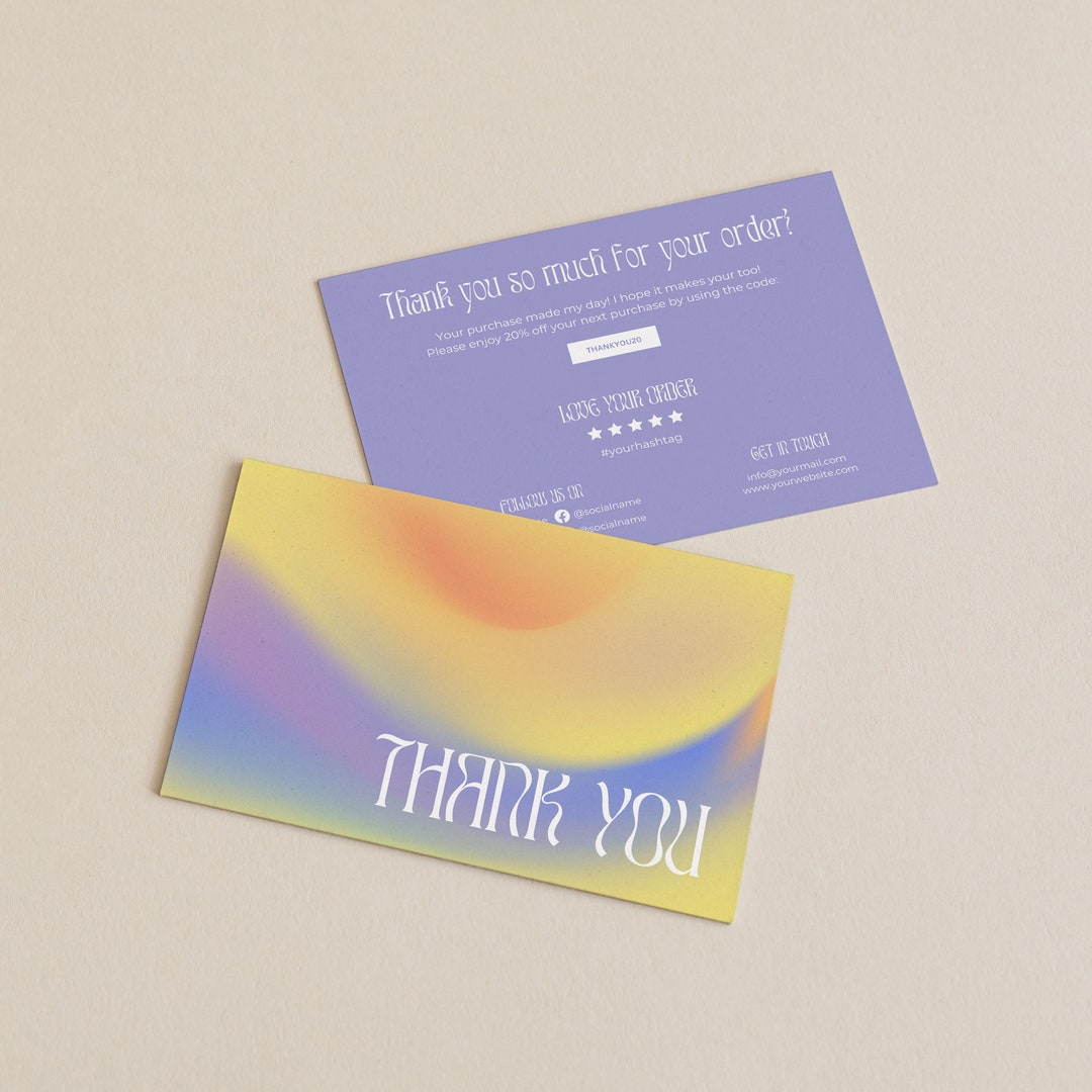 Gradient Small Business Thank You Card Template, Y2K Editable Thanks ...