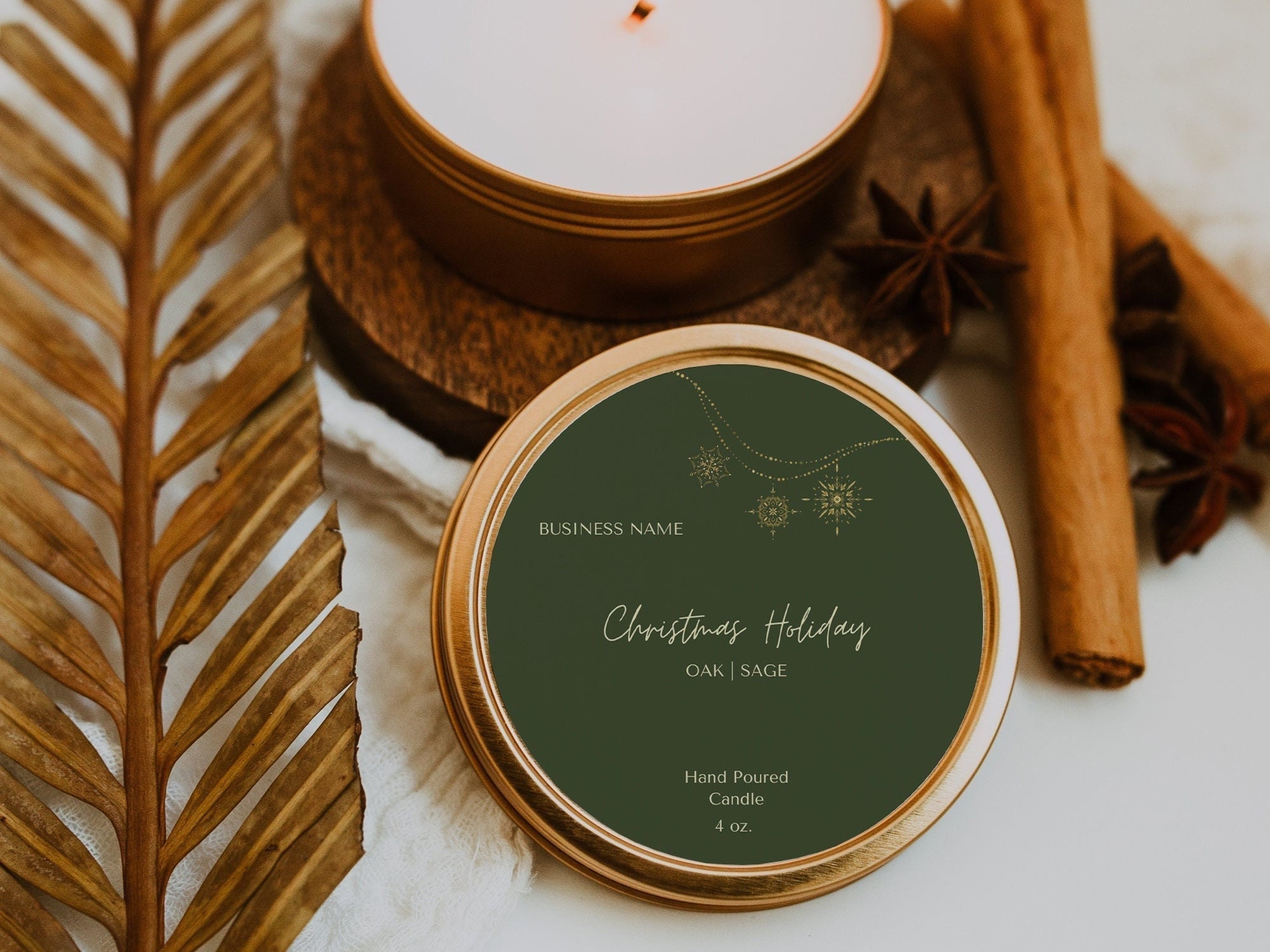 Christmas Round Candle Label Template,christmas Editable Candle Lid ...