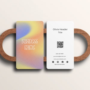 Gradient Business Card Template QR Code, Instant Download Modern ...