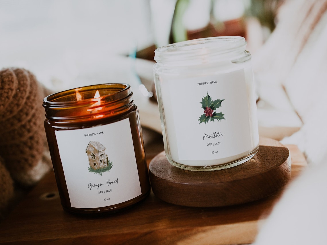 Editable Christmas Candle Label Template,customizable Christmas Candle ...