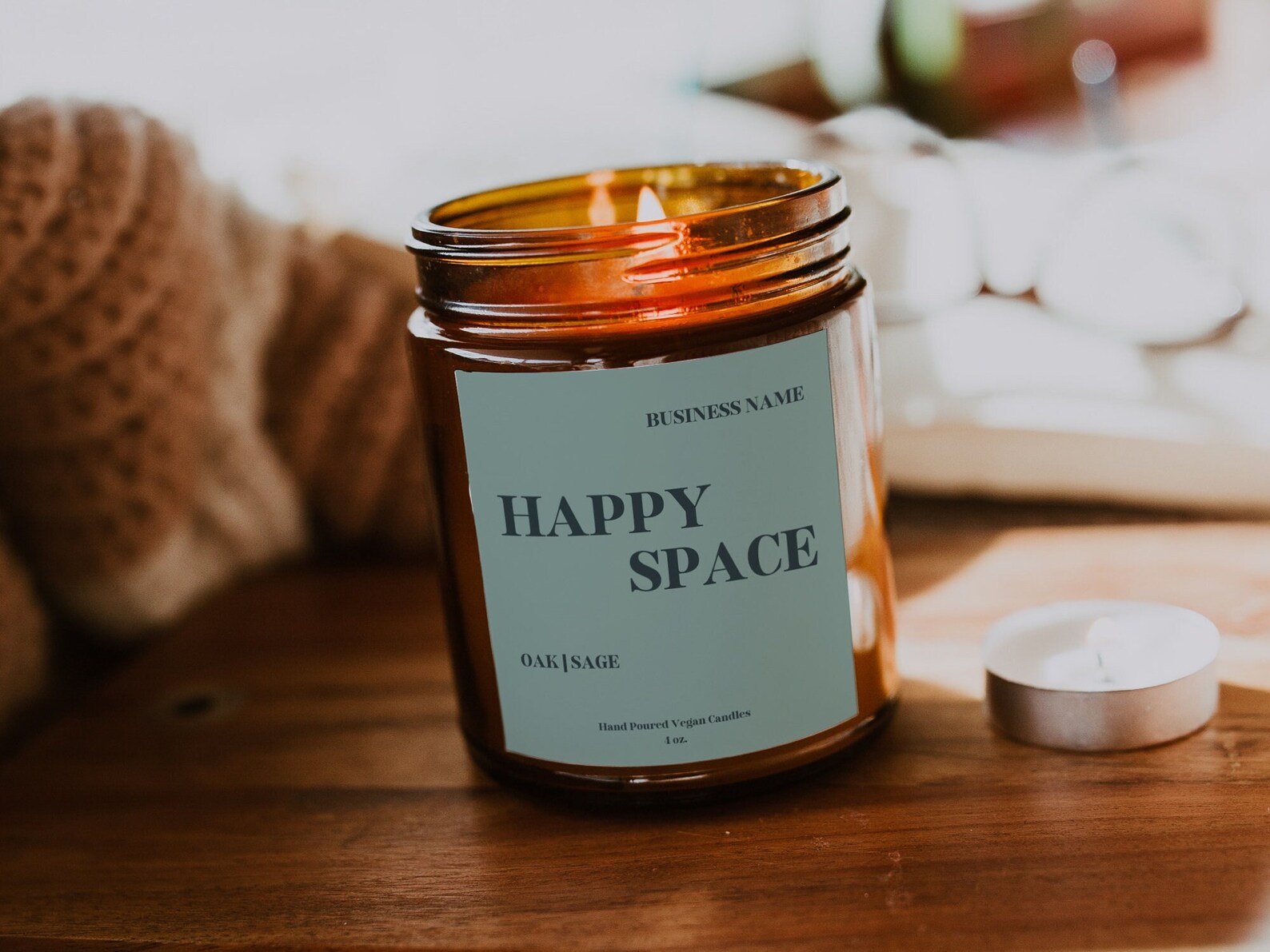 Editable Colorful Candle Label Template, Green Candle Jar Label Design ...