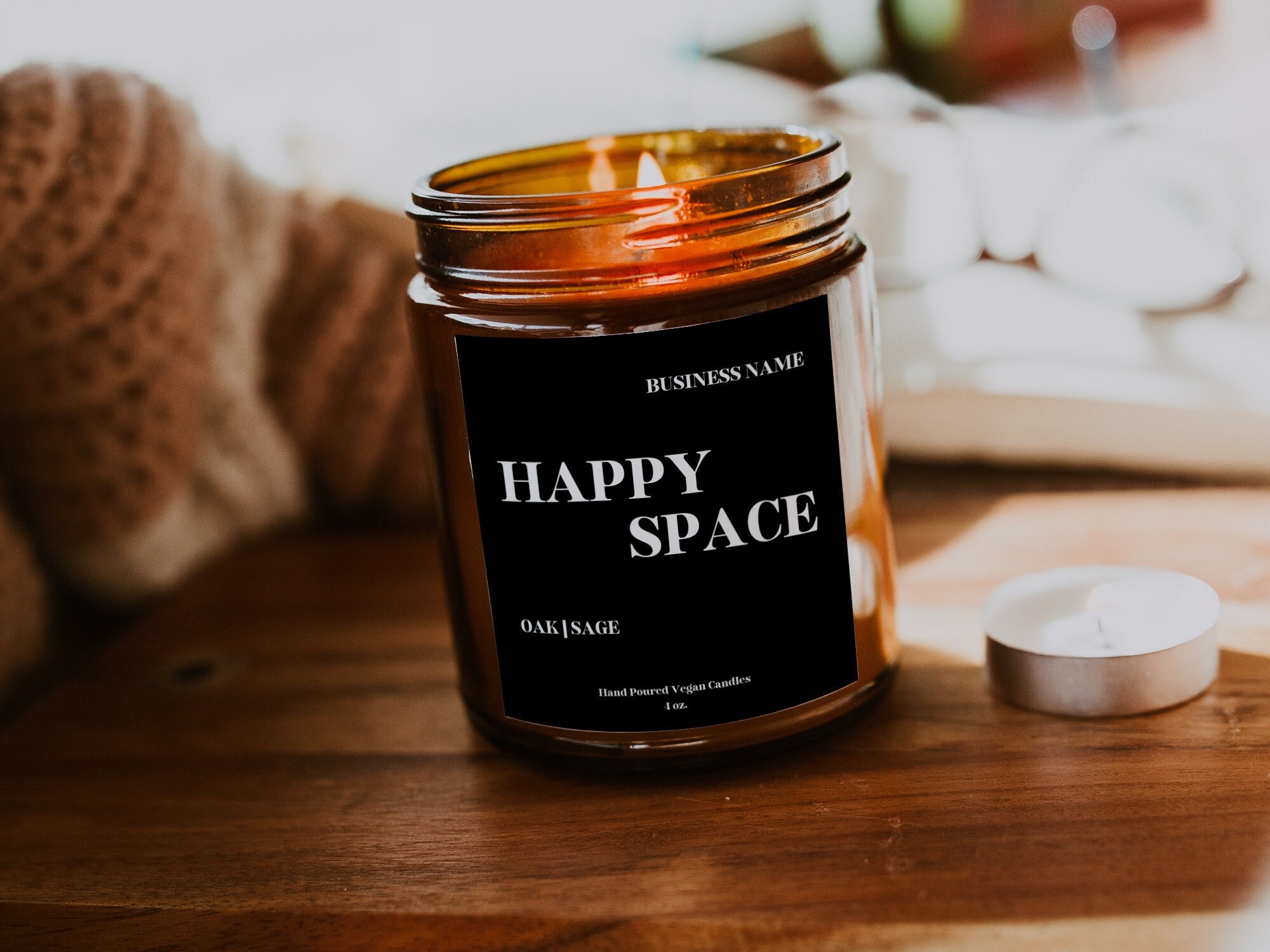 Editable Black & White Candle Label Template, Modern Product Label ...