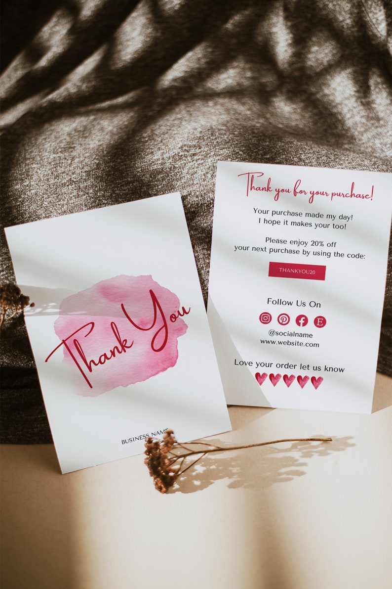 Editable Valentine's Day Business Thank You Card Template, Modern ...