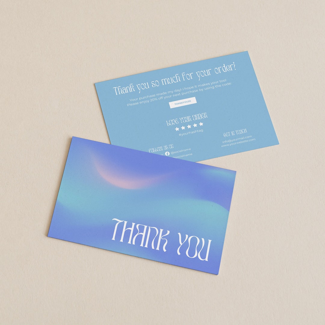 Gradient Small Business Thank You Card Template, Y2K Editable Thanks ...