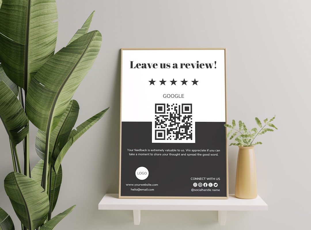 Ask for Review QR Code Sign Template, Google Review Sign, Facebook ...
