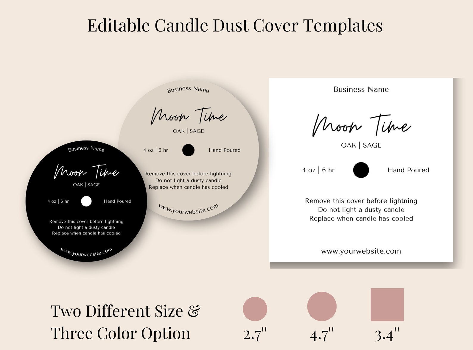 Printable Candle Dust Cover Template, Editable Candle Dust Covers ...