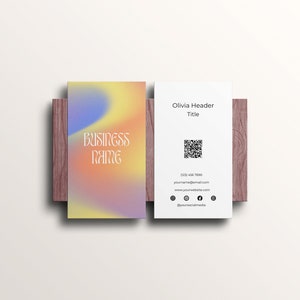 Gradient Business Card Template QR Code, Instant Download Modern ...