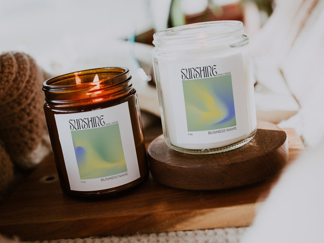 Editable Gradient Candle Label Template, Customizable Yellow Candle ...