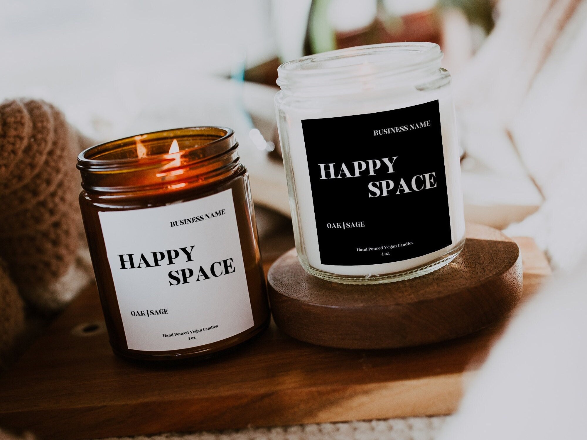 Editable Black & White Candle Label Template, Modern Product Label ...
