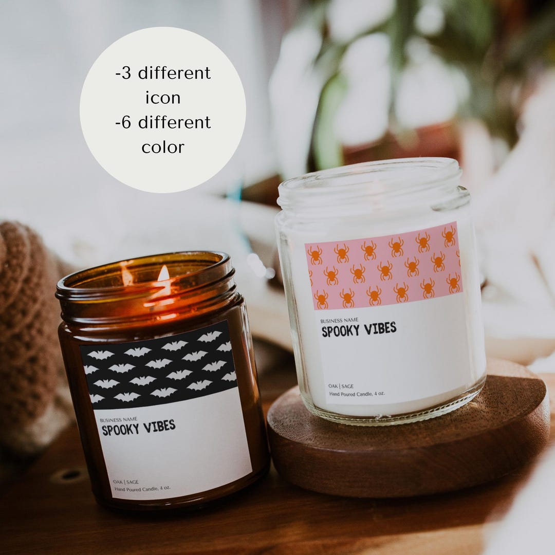 Halloween Candle Label Canva Template, Editable Spooky Label Design ...