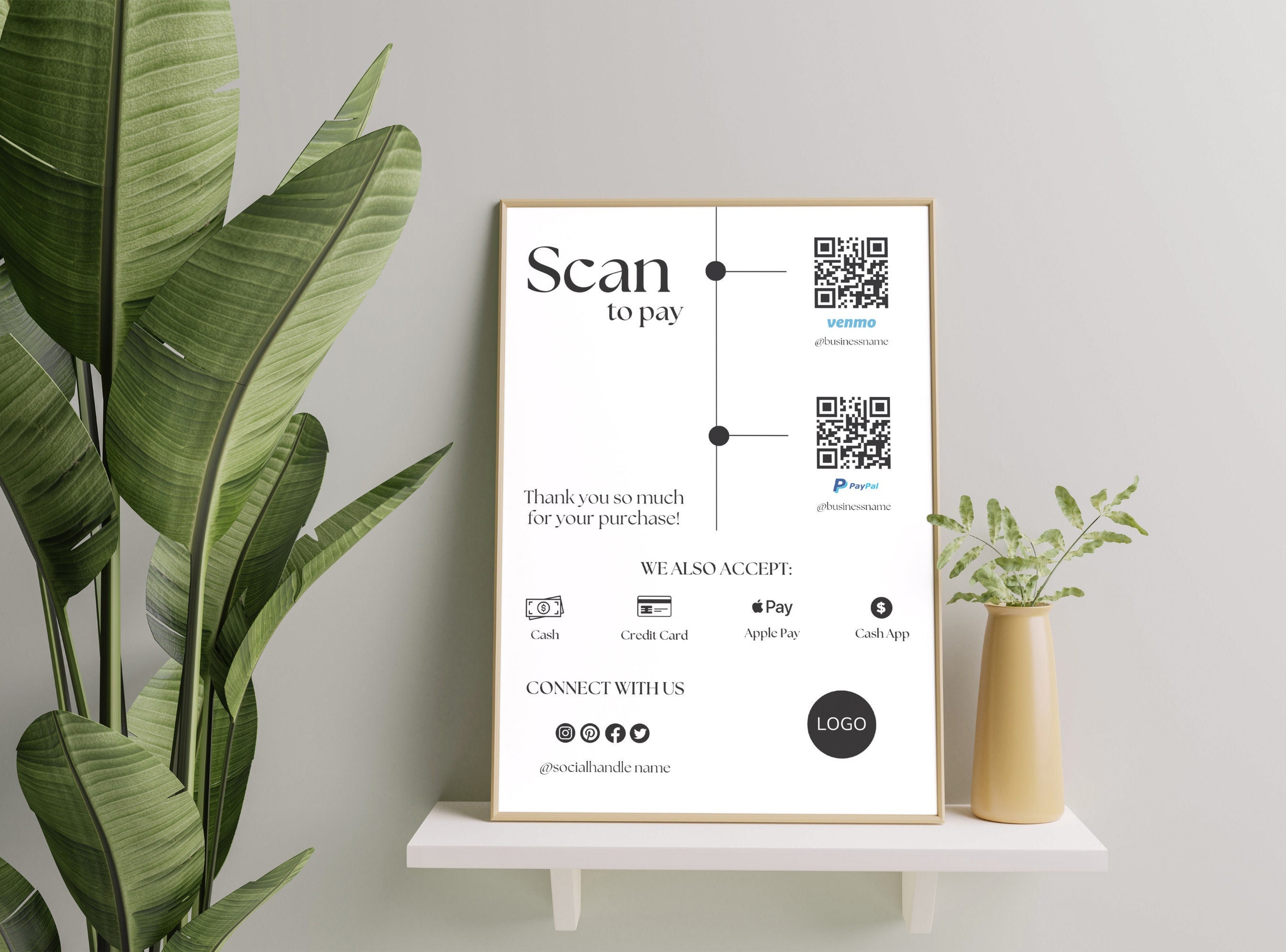 Editable Scan to Pay Sign Template, Canva Template, QR Code Sign ...