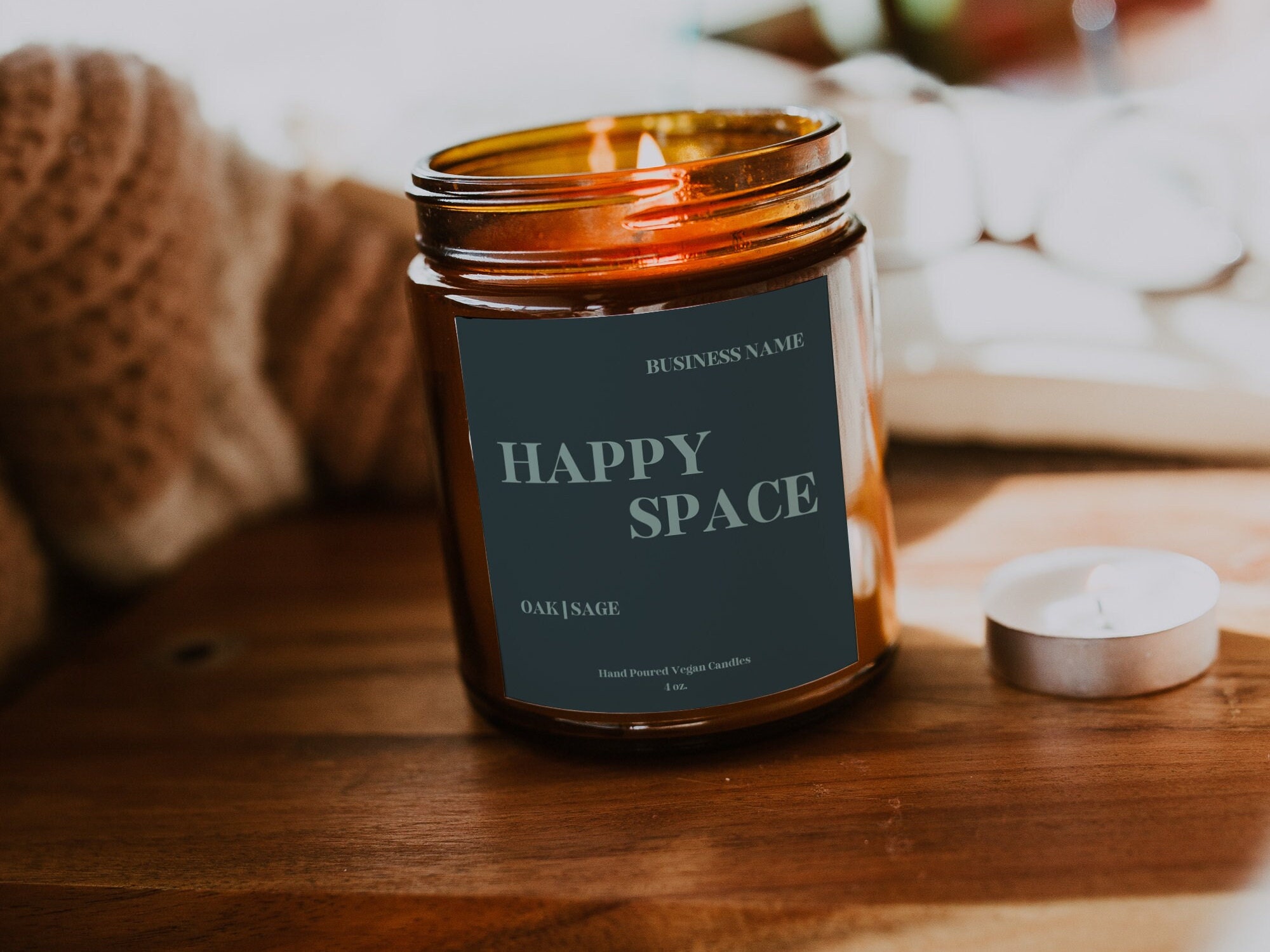 Editable Colorful Candle Label Template, Green Candle Jar Label Design ...