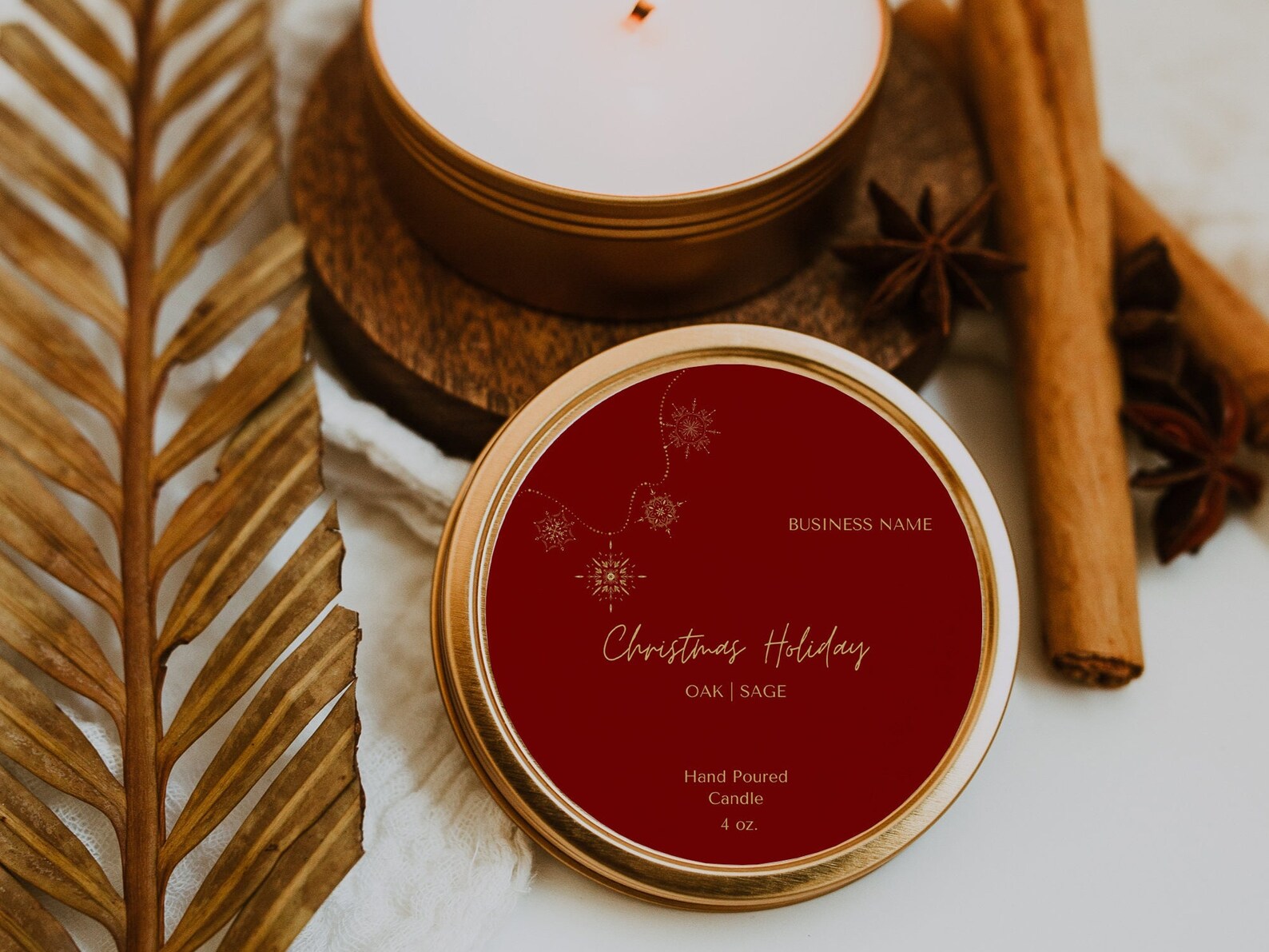 Christmas Round Candle Label Template,christmas Editable Candle Lid ...
