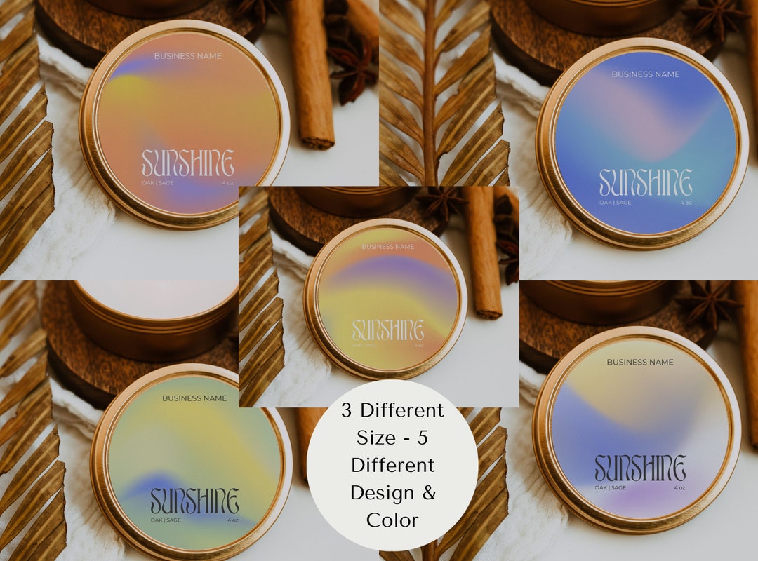 Aesthetic Gradient Candle Label Bundle Template Customizable Purple ...