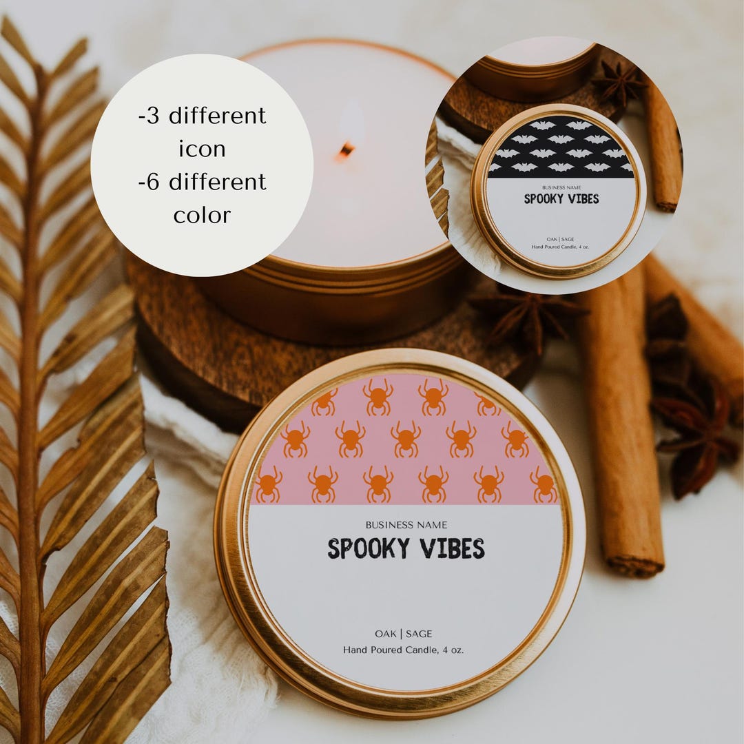 Halloween Candle Label Canva Template, Editable Spooky Label Design ...