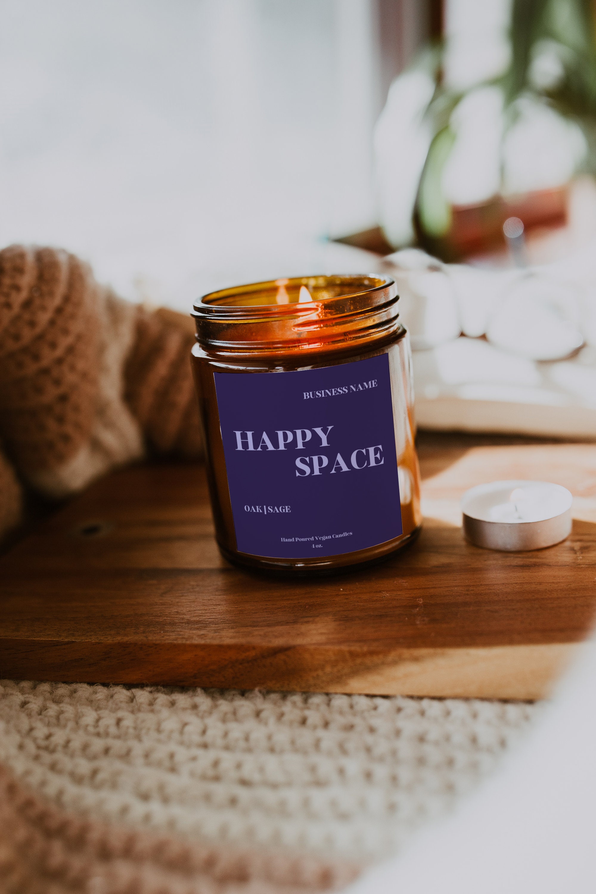 Editable Purple Candle Label Template, Customizable Modern Candle Label ...