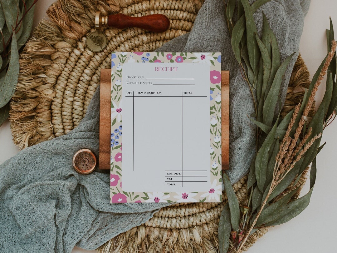 Editable Floral Receipt Template, Boho Order Receipt Form Template ...