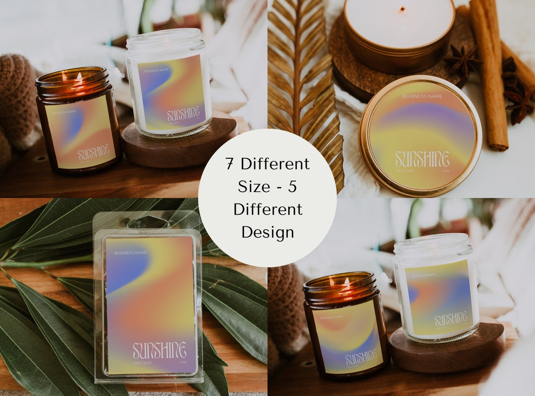 Editable Gradient Candle Label Kit Template Customizable Yellow Candle ...