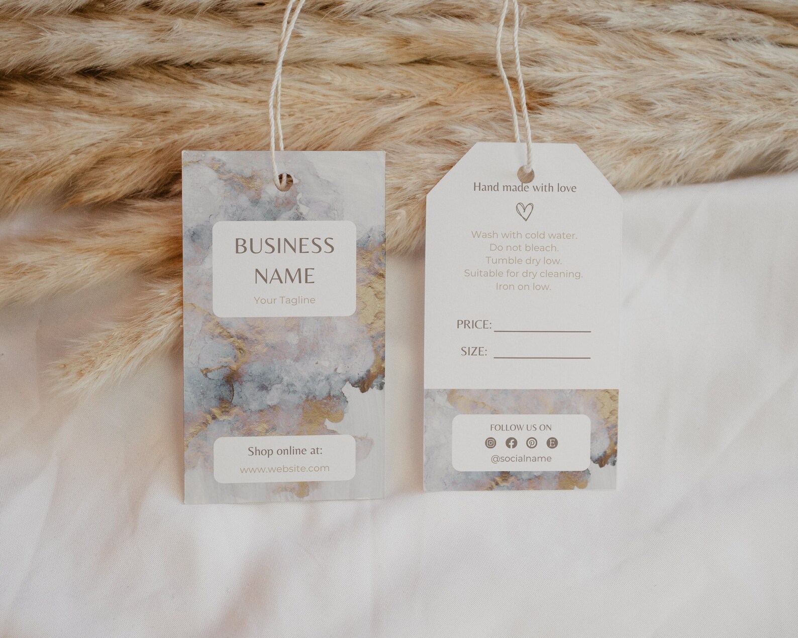 Editable Marble Hanging Tags Template, Printable Fashion Label Template ...