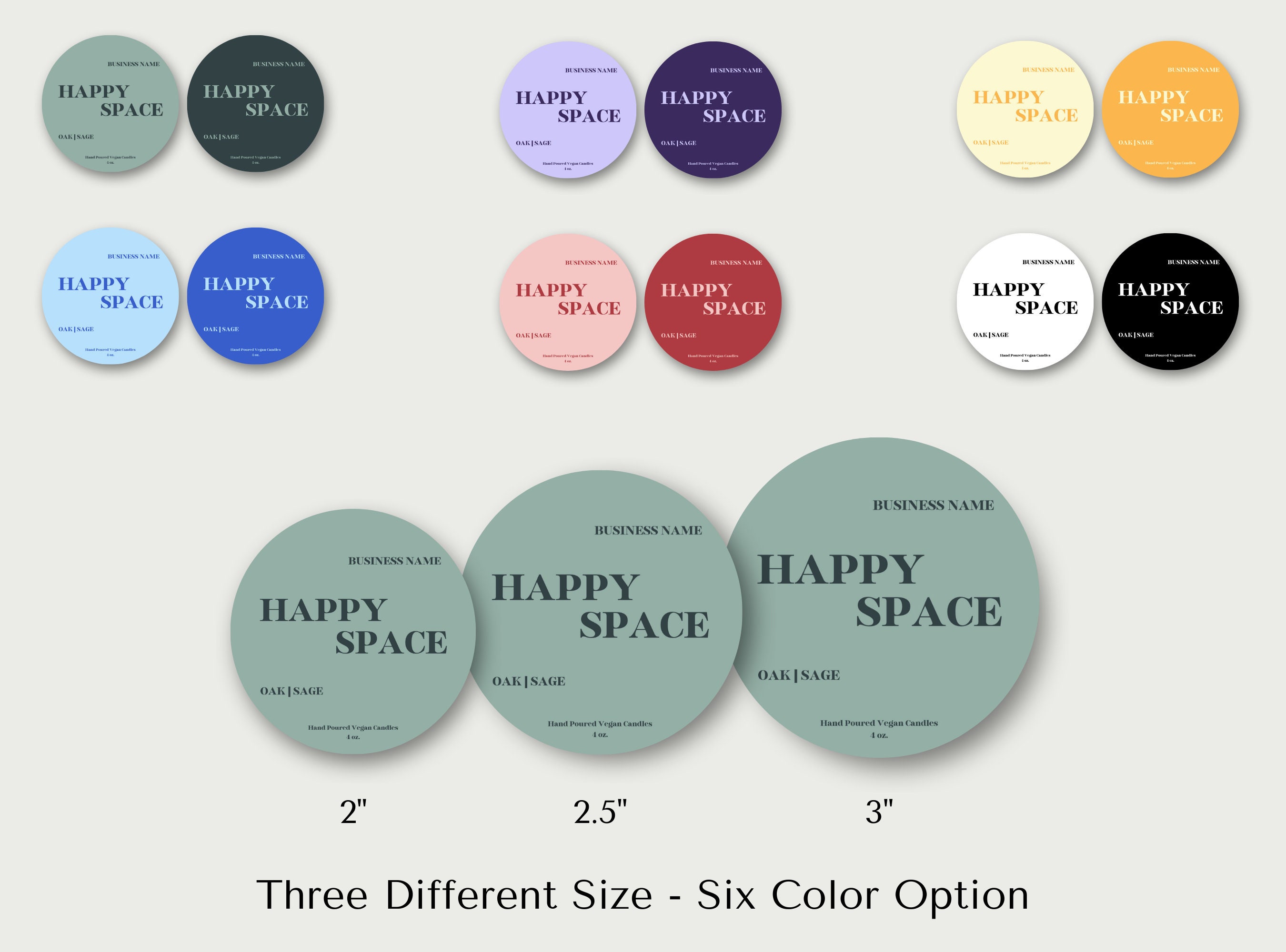 Editable Colorful Candle Label Bundle, Modern Round Candle Label Kit ...