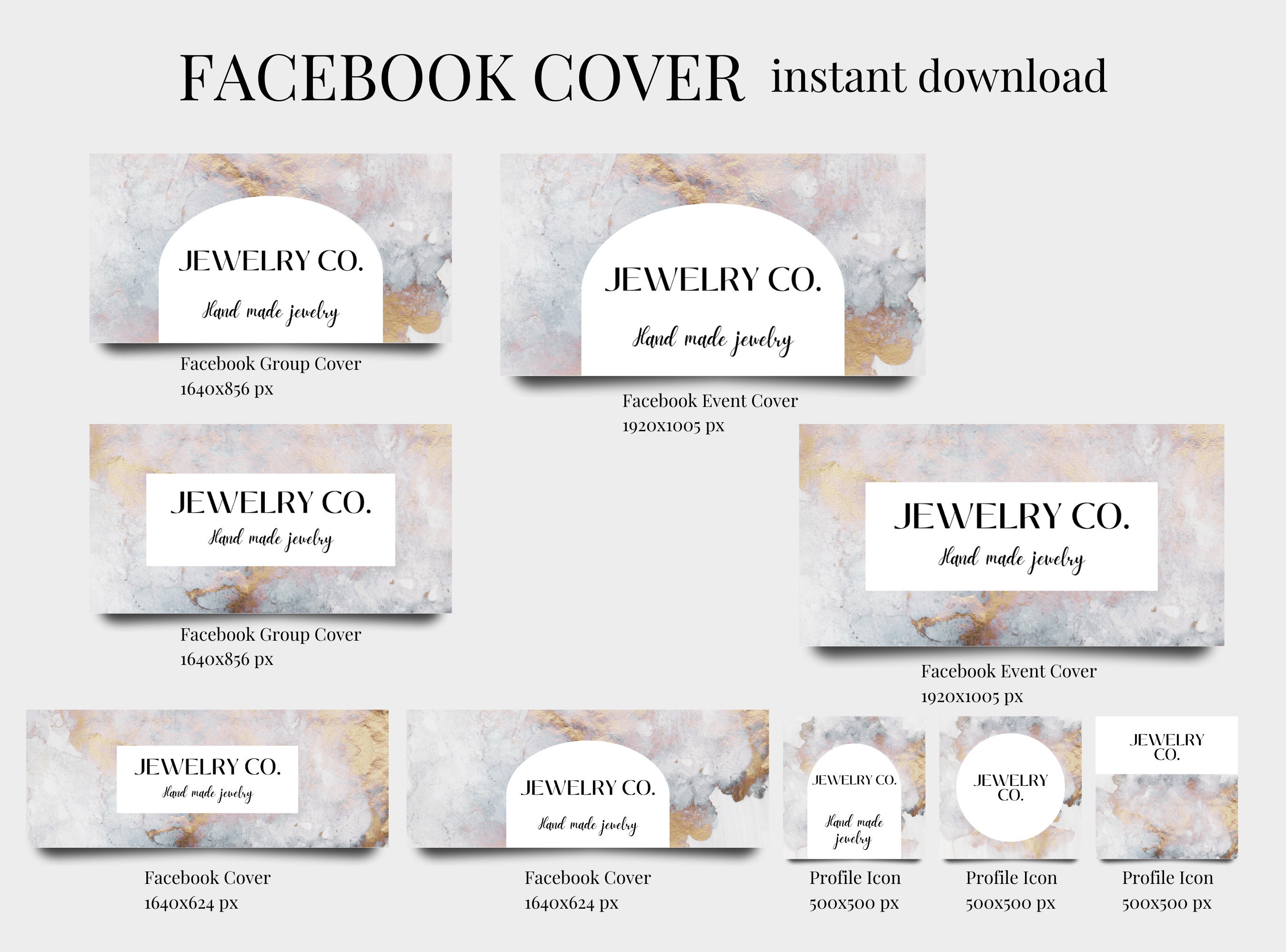 Marble Facebook Cover Template, Luxury Facebook Banner, Facebook ...