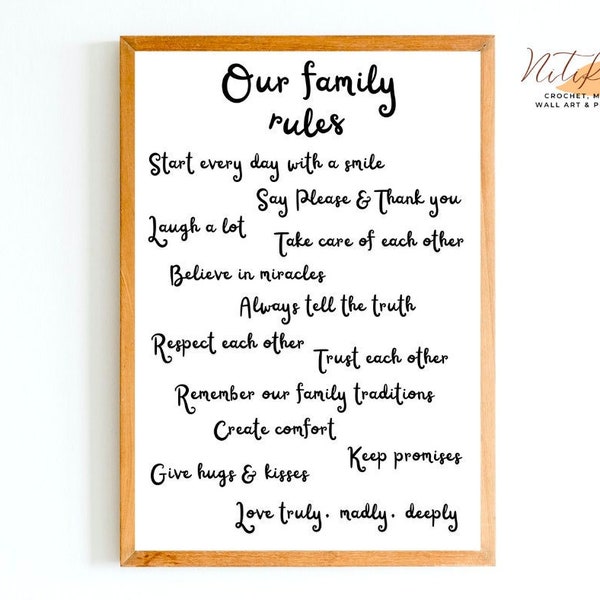 Our Family Rules - Etsy