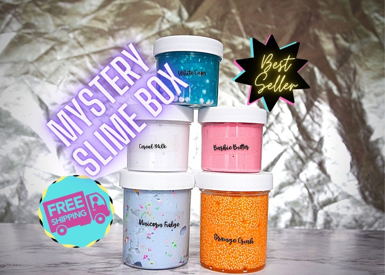 5-Slime mystery box-FREE SHIPPING-Secret Slime box grab bag | Etsy