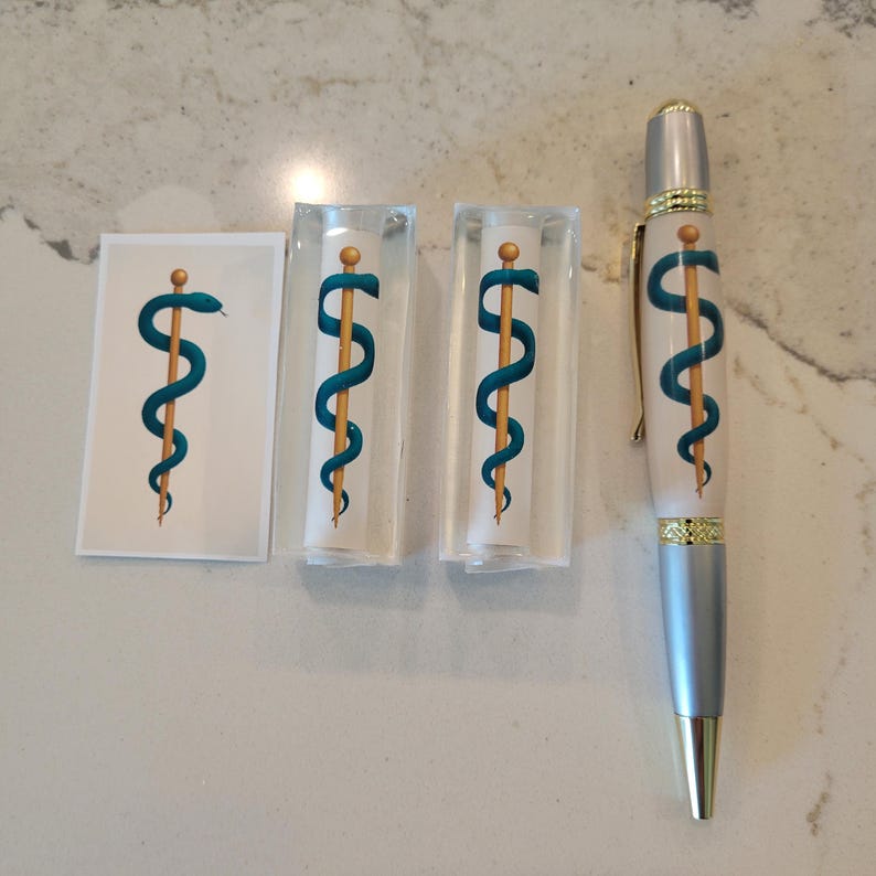 Rod of Asclepeus Symbol Label Cast Pen Blank for Sierra Twist or ...