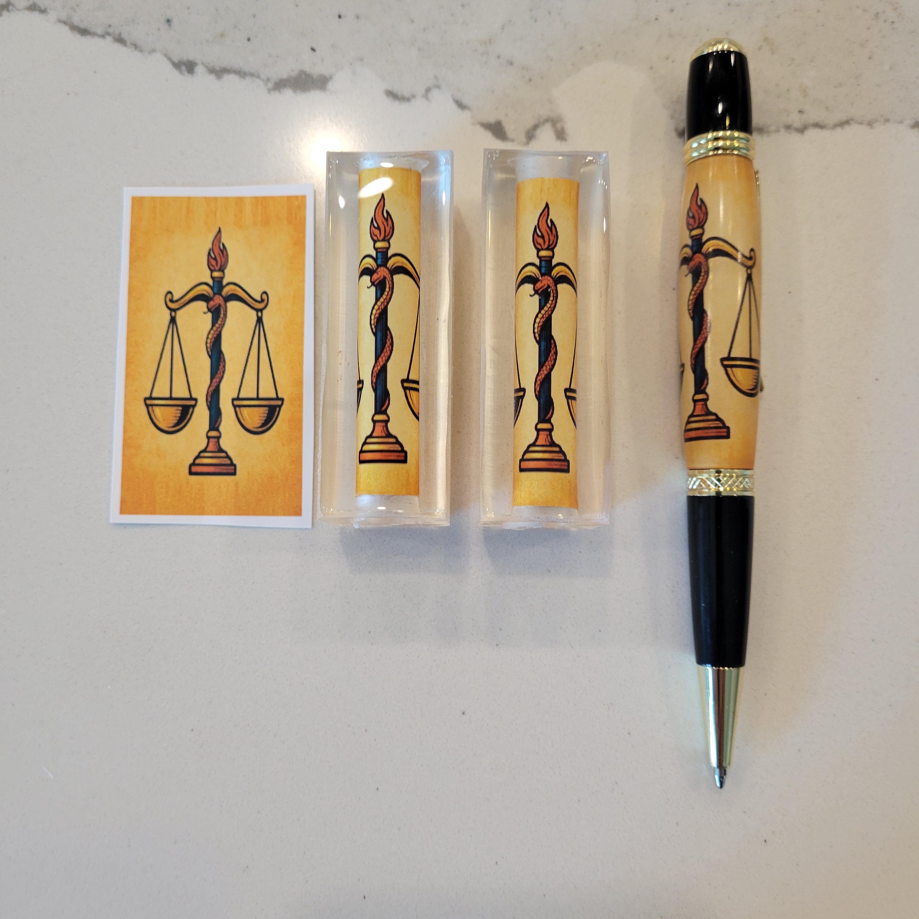 Scales of Justice Symbol Label Cast Pen Blank for Sierra Twist or ...