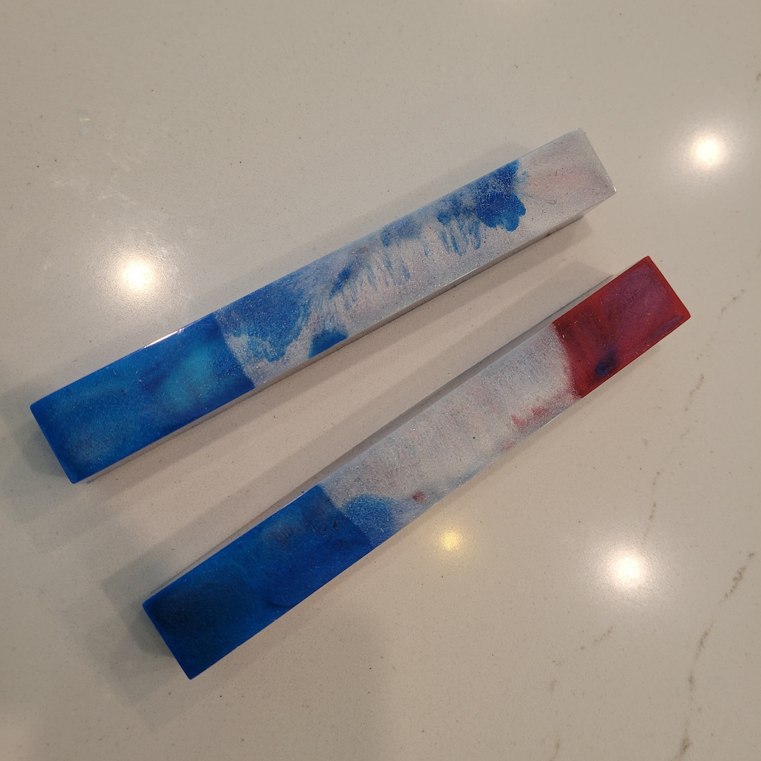Resin Pen Blank, Red, White, and Blue Pigment in a Random Pattern - Etsy