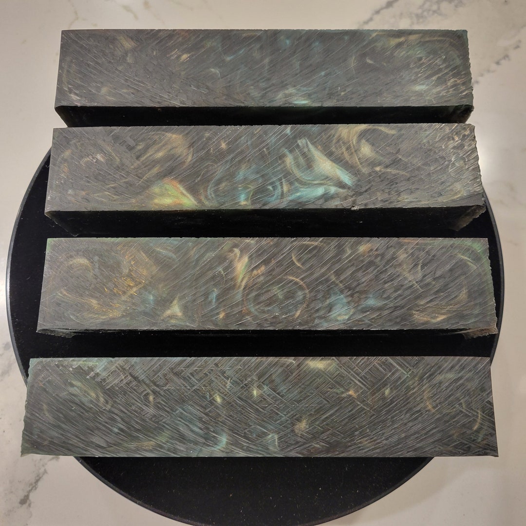 Resin Blank in Camo Greens, Wheat, Black, and Blue Mica Pigments in a ...