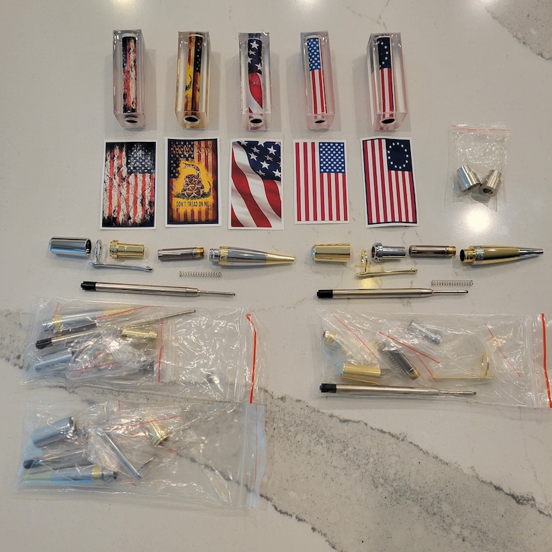 Flag Label Cast Pen Blanks With Gallant Pen Kits & Bushings - Etsy