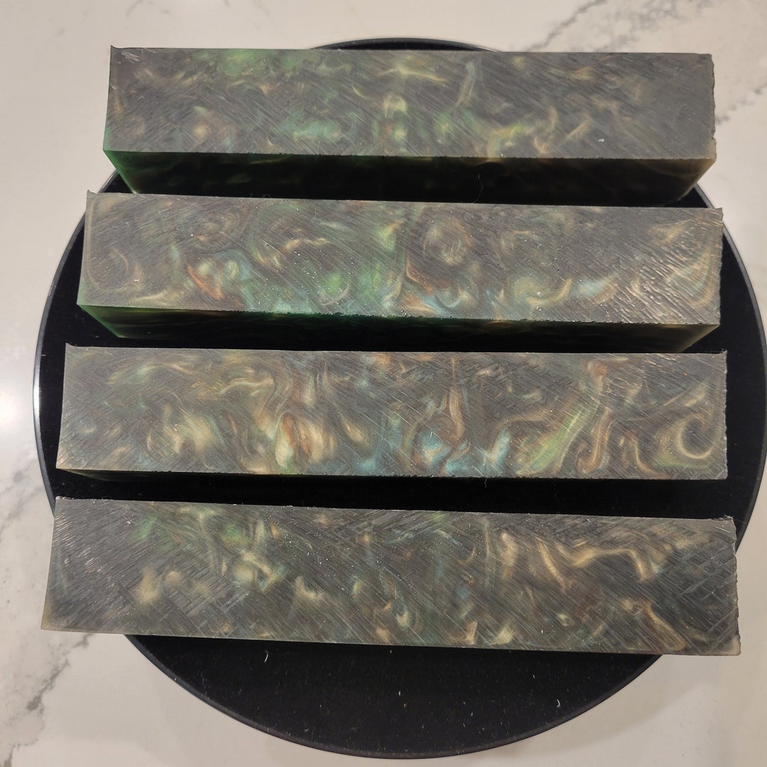 Resin Blank in Camo Greens, Wheat, Black, and Blue Mica Pigments in a ...