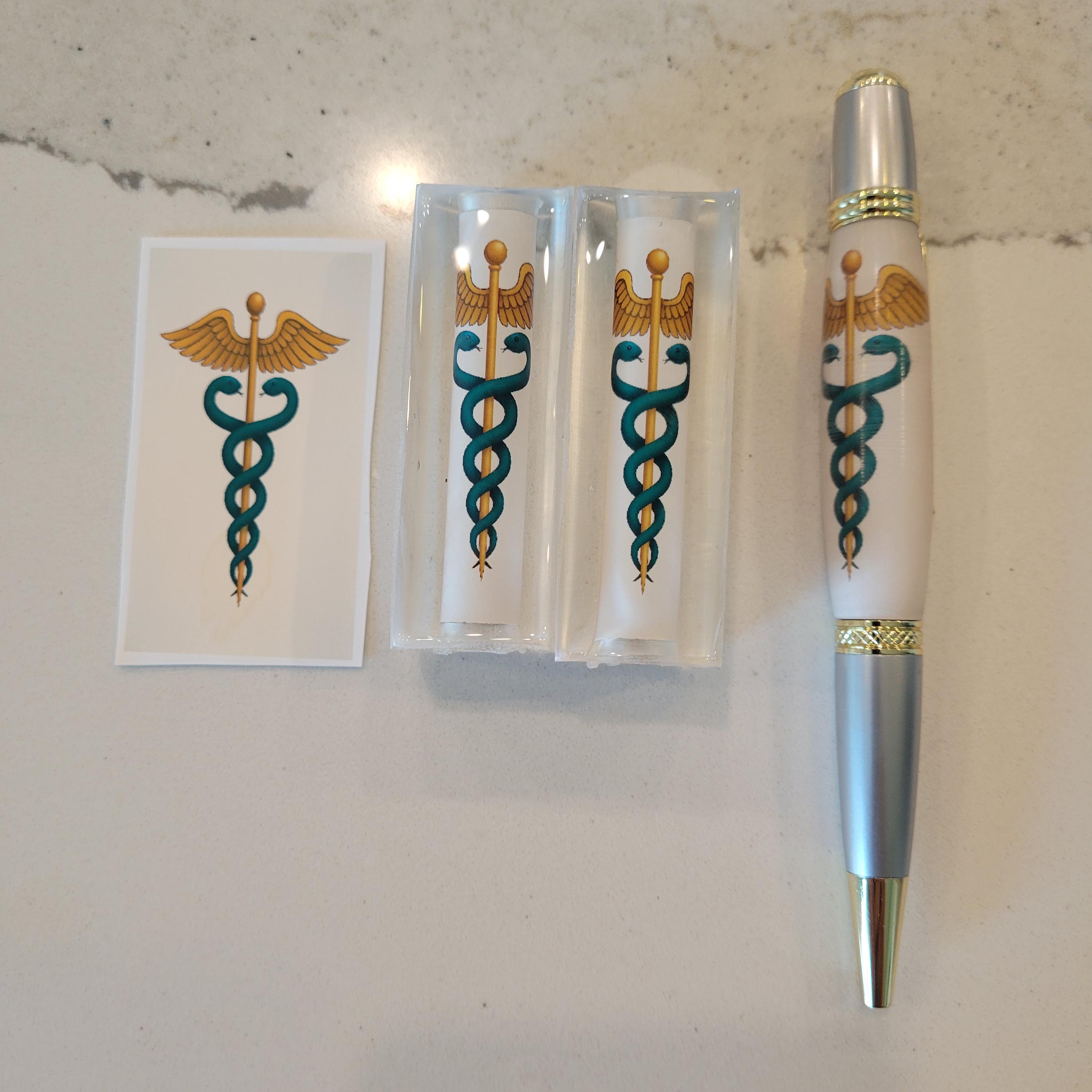 Caduceus Symbol Label Cast Pen Blank for Sierra Twist or Gallant Twist ...