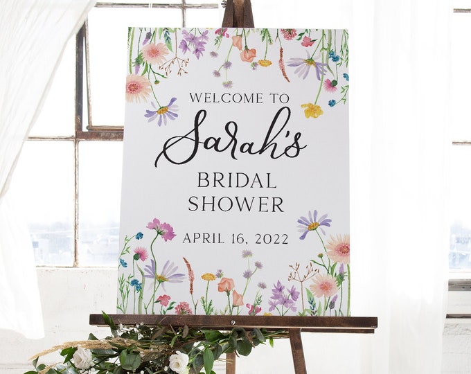 Wildflowers Bridal Shower Welcome Sign, Bohemian Shower Welcome Signage ...