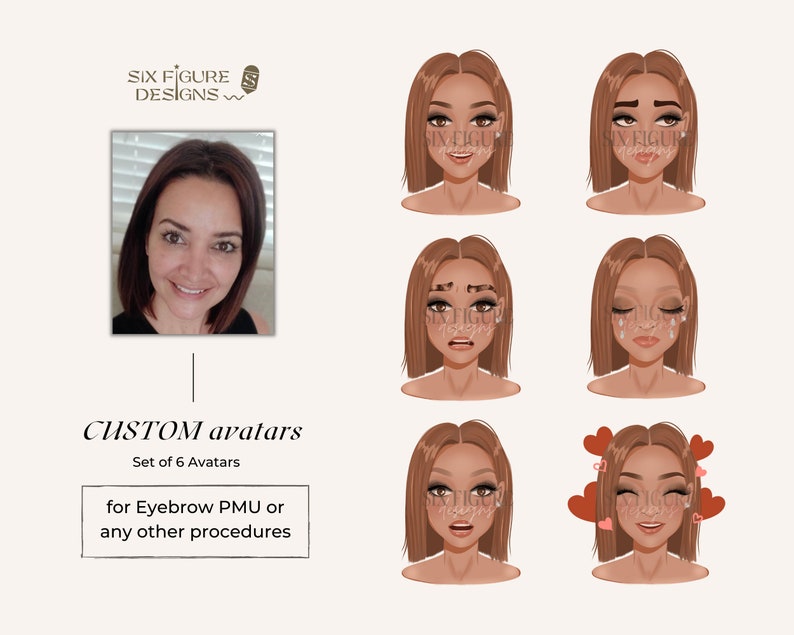 Custom Avatars Set of 6 for Permanent Make up Stages of - Etsy