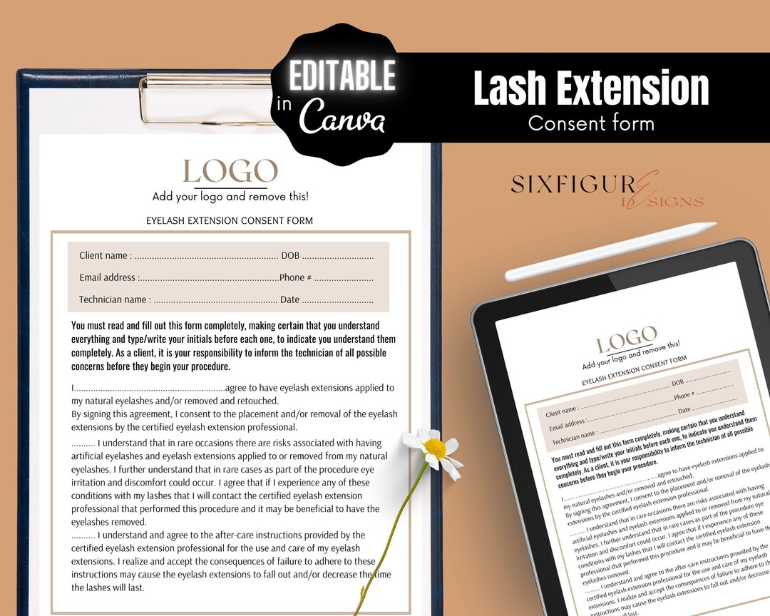 Lash Extension Consent Form, Medical History Form,pink Consent Form, Editable Consent, Canva ...