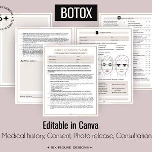 Botox Treatment Consent Form, Medical History Form, Pink Consent Form ...
