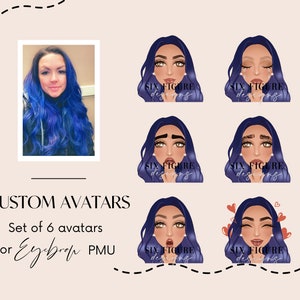 Custom Avatars Set of 6 for Permanent Make up Stages of Healing, High ...