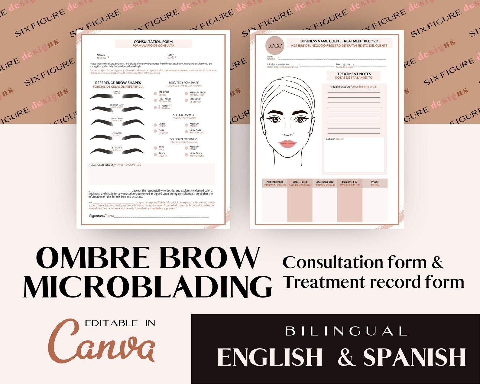 BILINGUAL Microblading Treatment Record and Consultation Form - Etsy