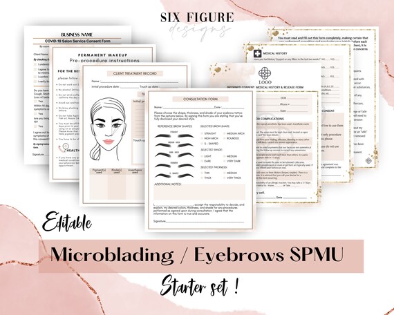 Microblading Consultation Form Bundle Editable in Canva - Etsy Australia
